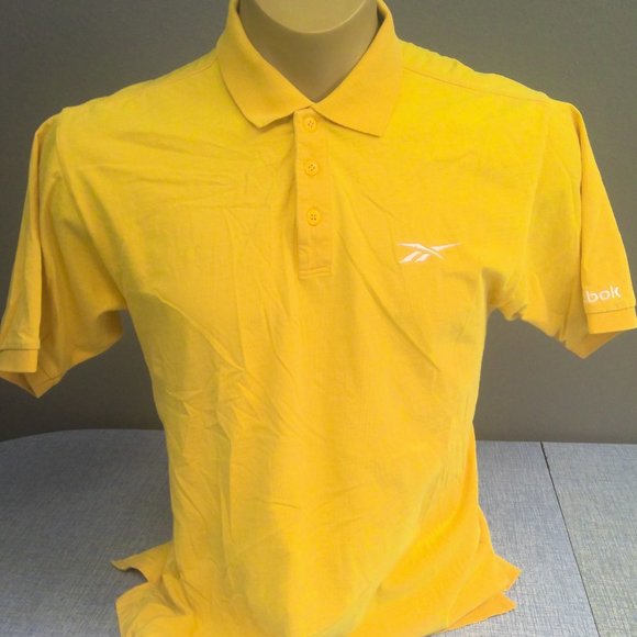 Reebok | Shirts | Vintage Reebok Yellow Polo Shirt Short Sleeve ...